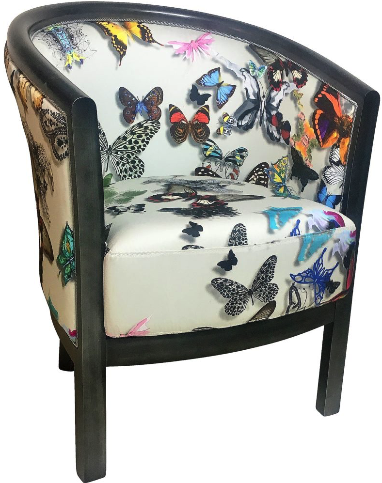 Fauteuil Julien Tissu Papillon Blanc - Cosy Maison