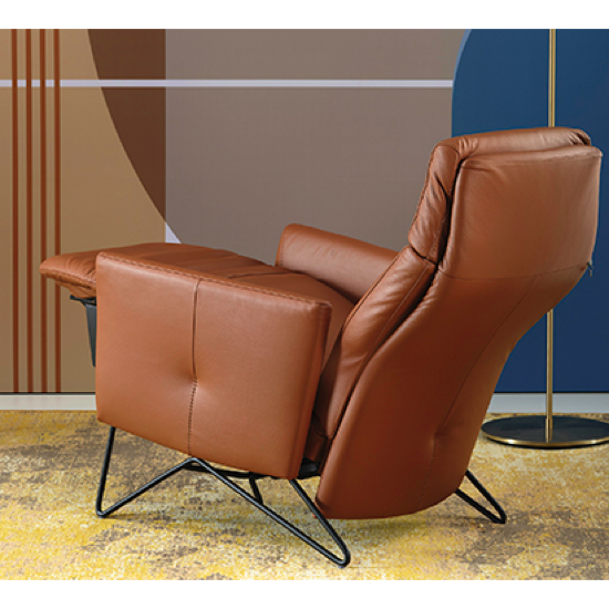 Fauteuil relax manuel Alva - Cuir Montana cognac - Cosy Maison