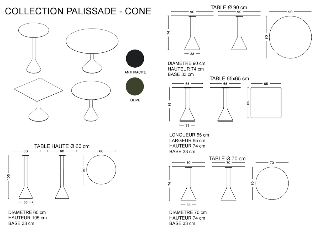 Table Palissade cone 65x65 Hay - Cosy Maison