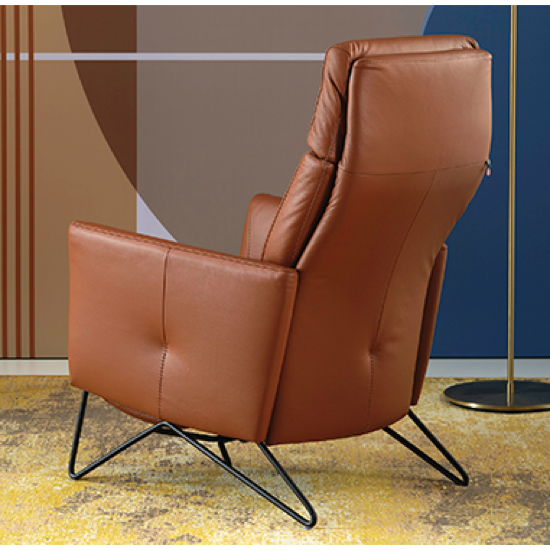 Fauteuil relax manuel Alva - Cuir Montana cognac - Cosy Maison